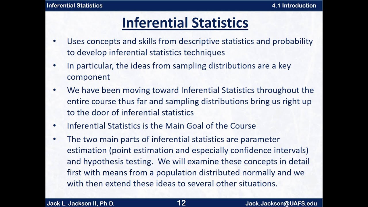Statistics 4.1 Introduction to Inferential Statistics