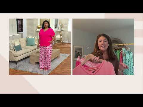 MUK LUKS Cloud Knit Boxy Tee & Relaxed Pant Pajama Set on QVC