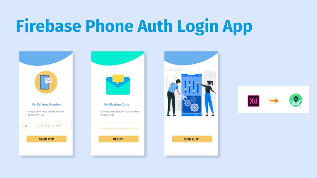 Preparing Layout For Firebase Phone Authentication App (Android Studio 2020)