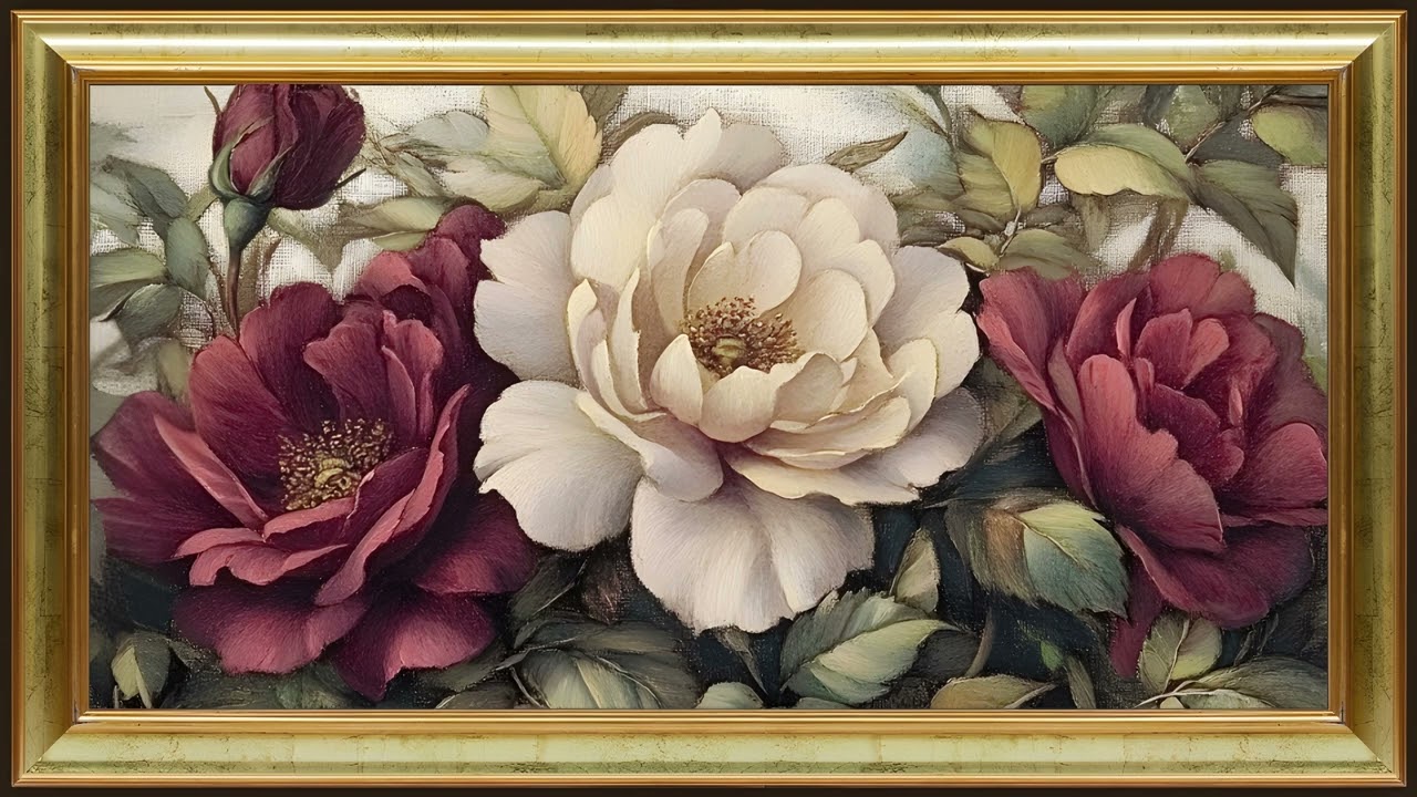 Vintage Roses, Rustic Oil Painting | Relaxing Floral Art