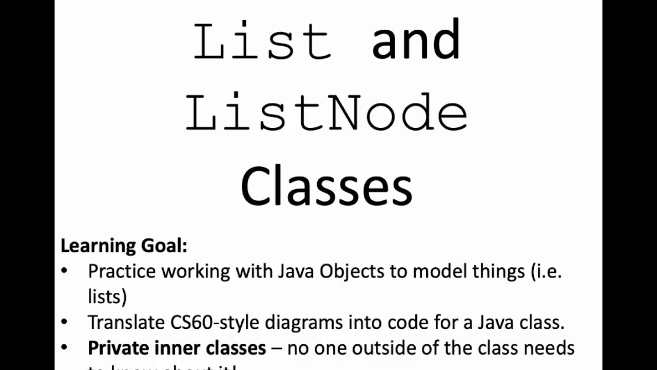 List/ListNode - Converting Memory Models into Java Classes