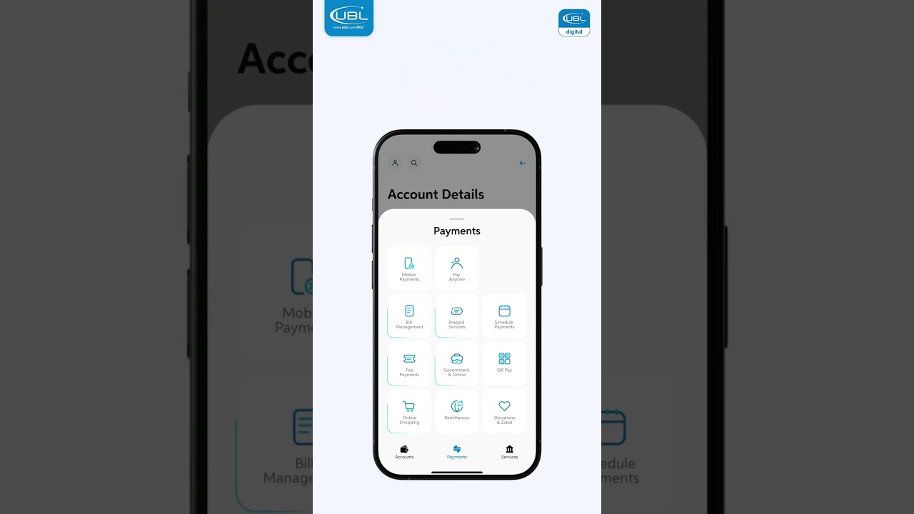 UBL I reel payment tab