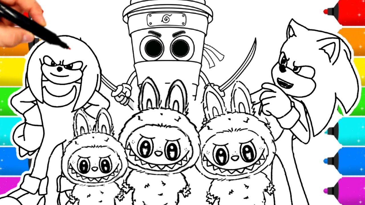 Labubu and Sonic Coloring Pages New 😃How to Color brainrot 😃The Monsters Sonic team NCS