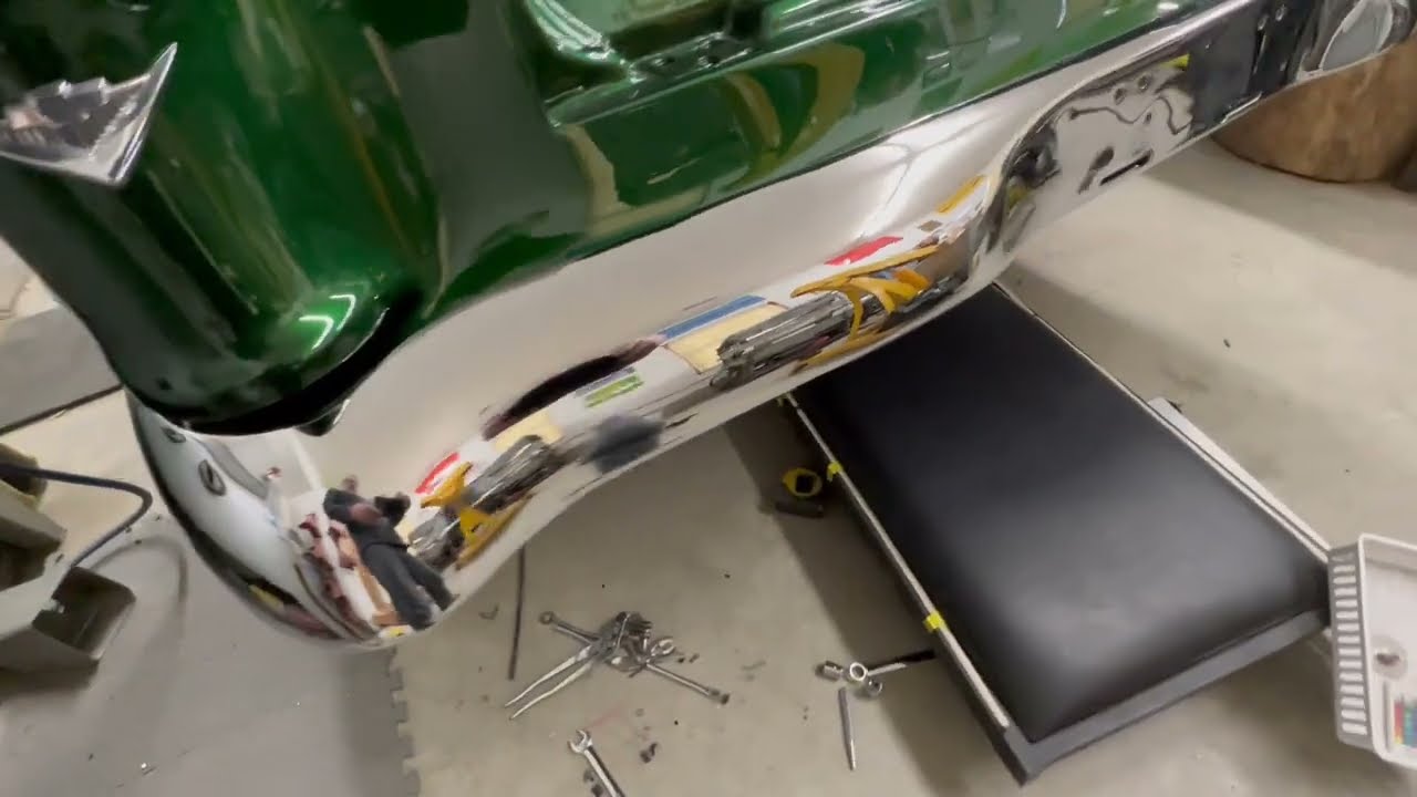 55 Chevy one piece shaved rear bumper