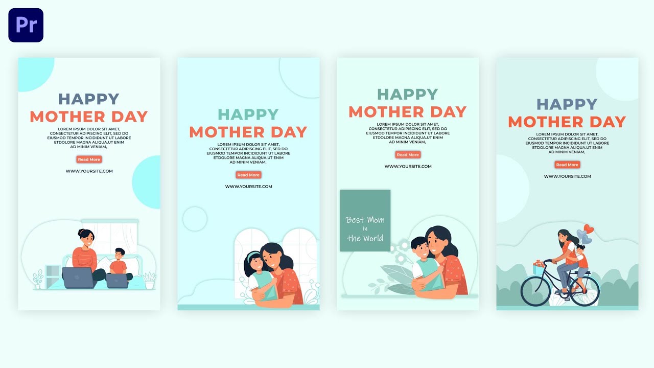 Mothers Day Instagram Story Premiere Pro Templates | Vector Illustration Videos, Images