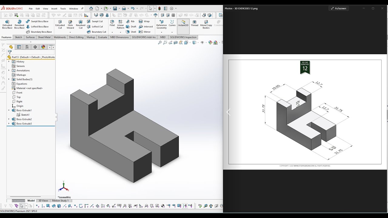 SOLIDWORKS : 3D CAD EXERCISE 12