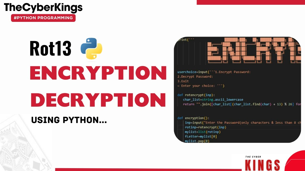 Encryption Decryption program in Python |Rot13| Python Encryption Program | #python #thecyberkings