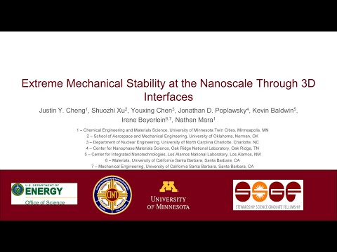 DOE NNSA SSGF 2023: Extreme Mechanical Stability at the Nanoscale Through 3D Interfaces