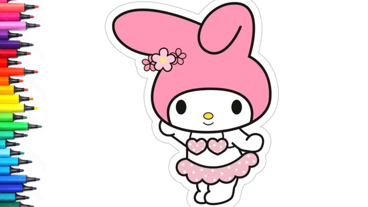My Melody in New Dress Drawing, Painting & Colouring for Kids and Toddlers_ Child Art 