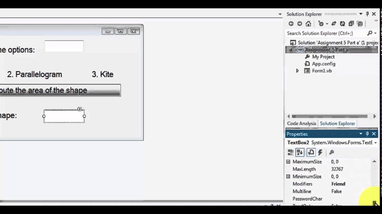 Visual Basic - Assignment 5 Part A - Shapes
