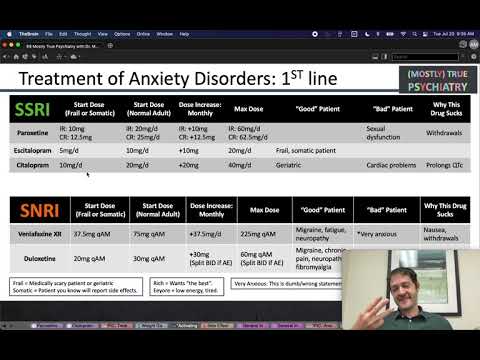 Treatment of Anxiety: 1st Line Drugs