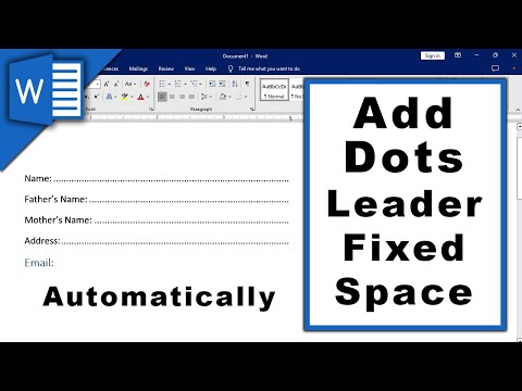 How to add dots Leader in table of contents Word