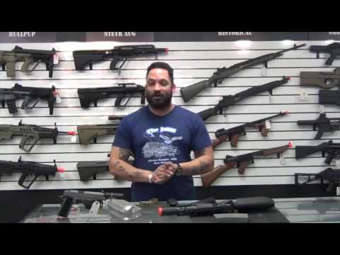 Carl shows off the new Airsoft Arena rental guns!