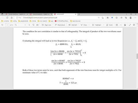 in binary fsk the given signal waveforms are