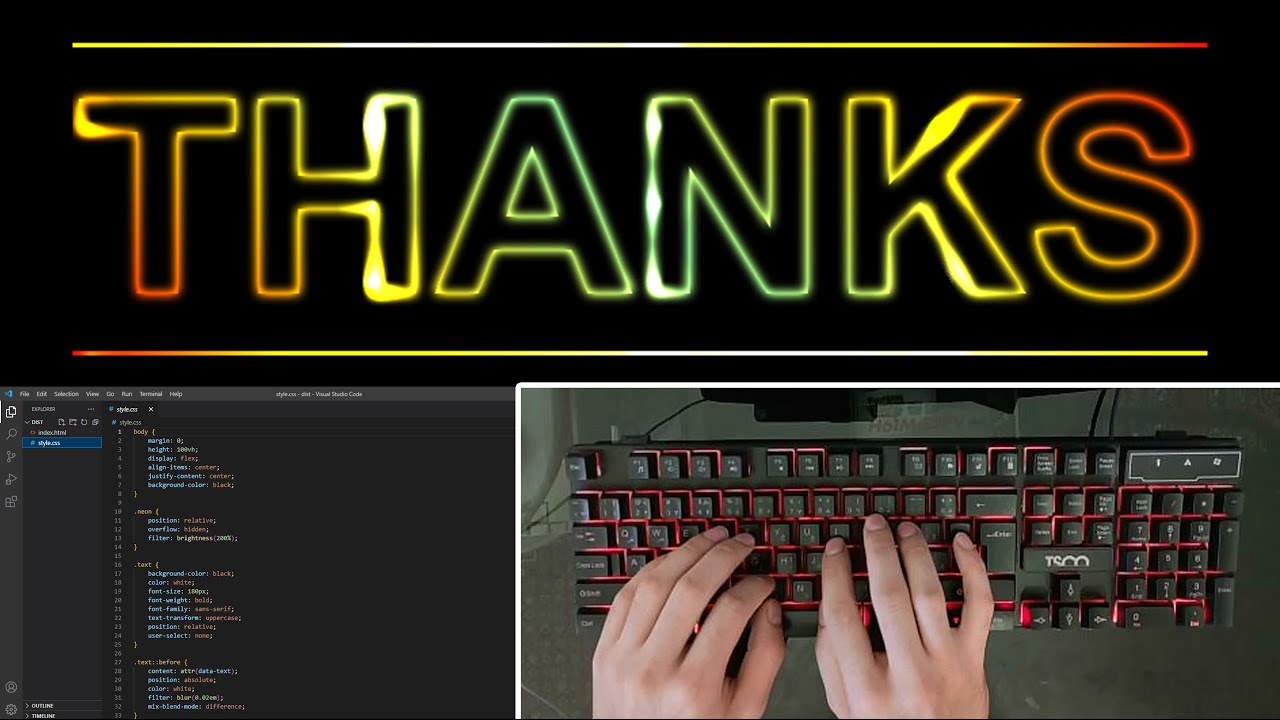 ASMR Programming - Pure CSS SHIMMERING NEON TEXT EFFECT | HTML CSS - No Talking