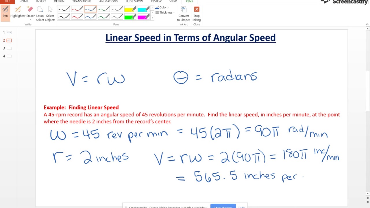 MATH 1113 - Linear and Angular Speed