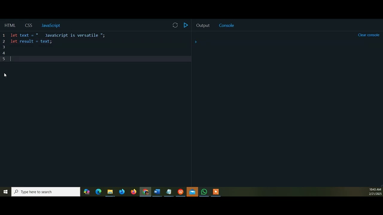 JavaScript remove spaces from beginning and end of string with trim