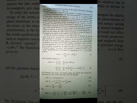 A dynamical model of phase transitions. statistical Mechanics Msc, bsc physics ka notes