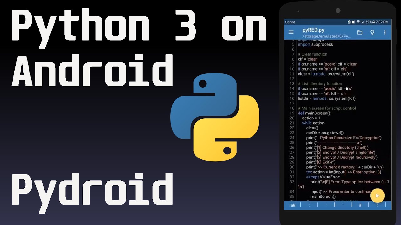 Python 3 on Android using Pydroid