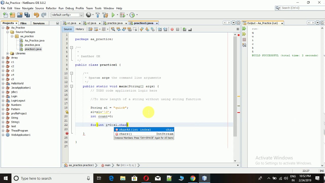 Length of a string without using string function in JAVA