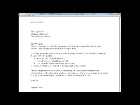 Cover Letter Basics - Tutorial #1 - Layout and Content