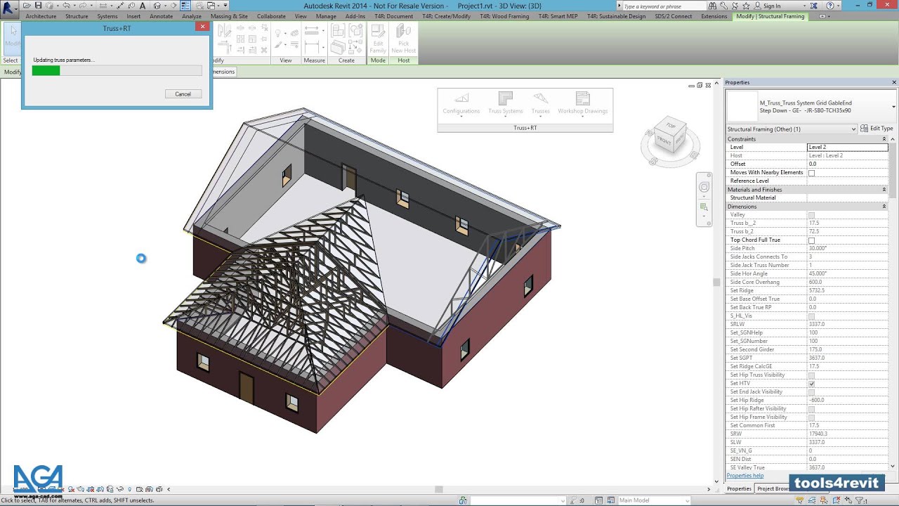tools4revit Truss+ RT speed roof truss modelling