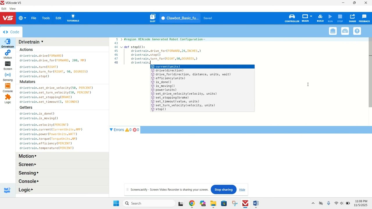 Functions intro in VEXcode V5 Python