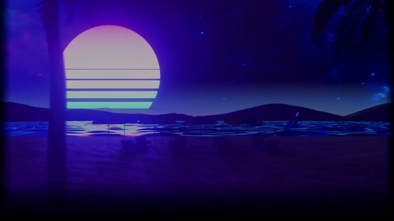 Retrowave beach 1920x1080 | Custom Wallpaper