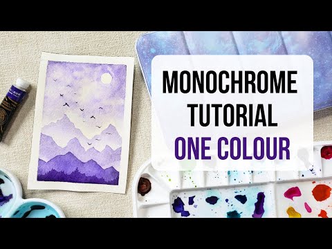 Easy monochrome watercolour painting tutorial with ONE colour