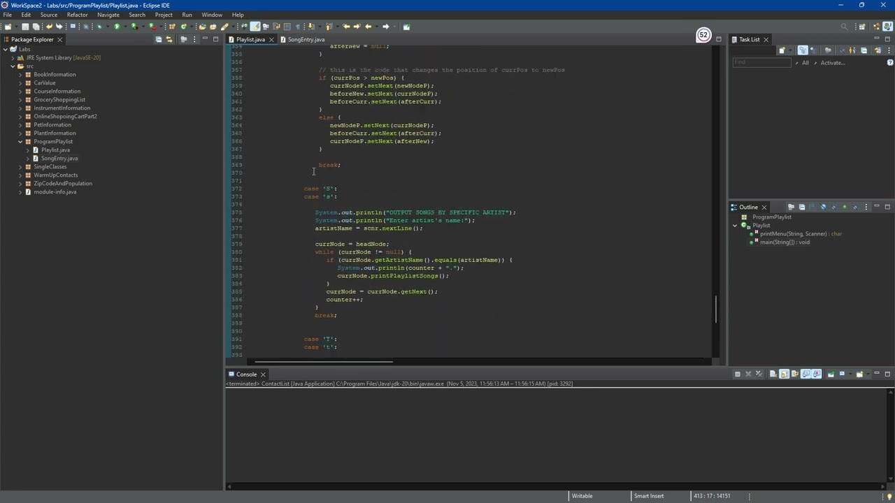 Java Lab: Program: Playlist