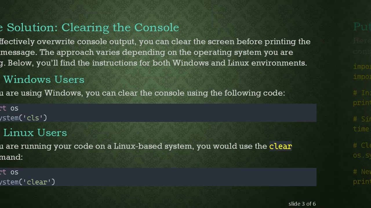 How to Overwrite Console Output in Python