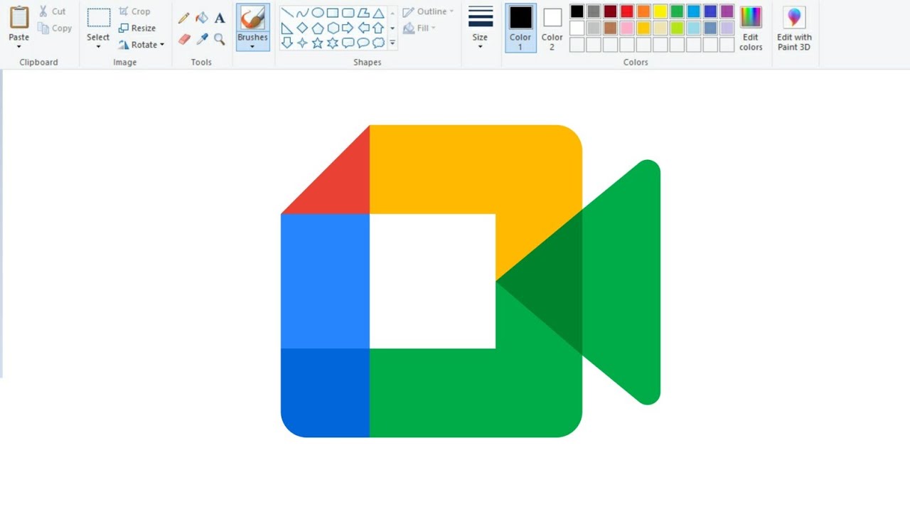 How to draw Google Meet Logo on Computer using Ms Paint.