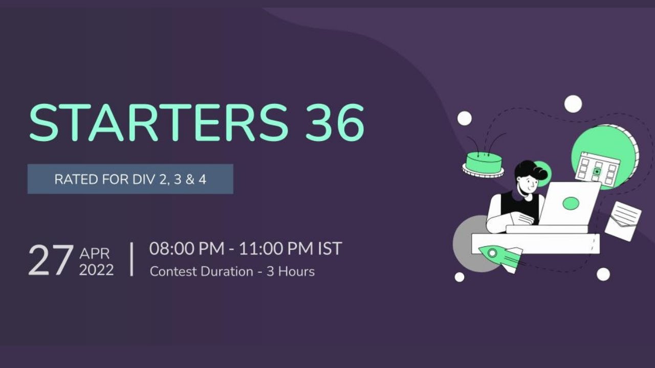 CodeChef Starters 36 problems solution with detailed explanation and C++ source code