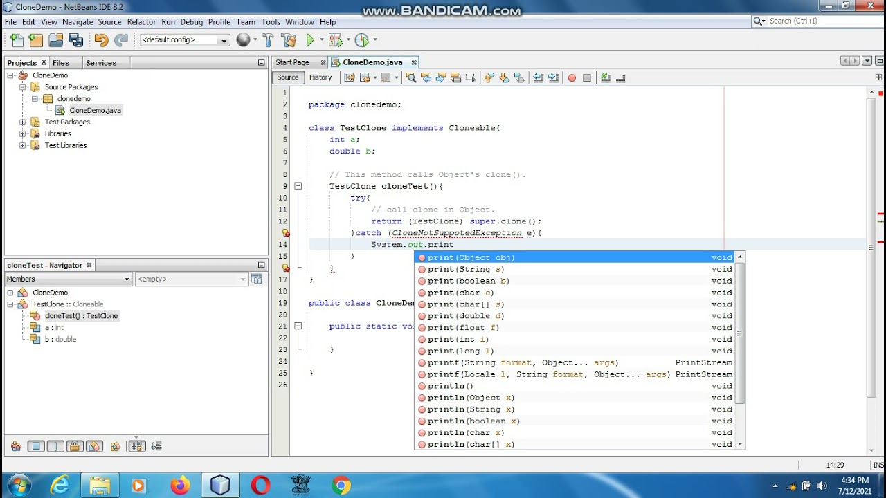 Java the complete Reference  (Chapter 17) Example (13)  Using clone and the Cloneable Interface