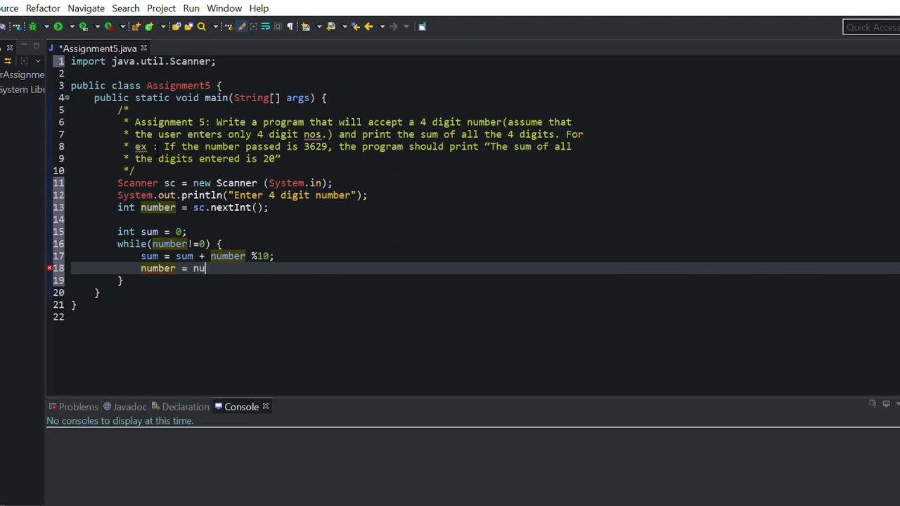 Java program that will accept a 4 digit number and print the sum of all the 4 digits