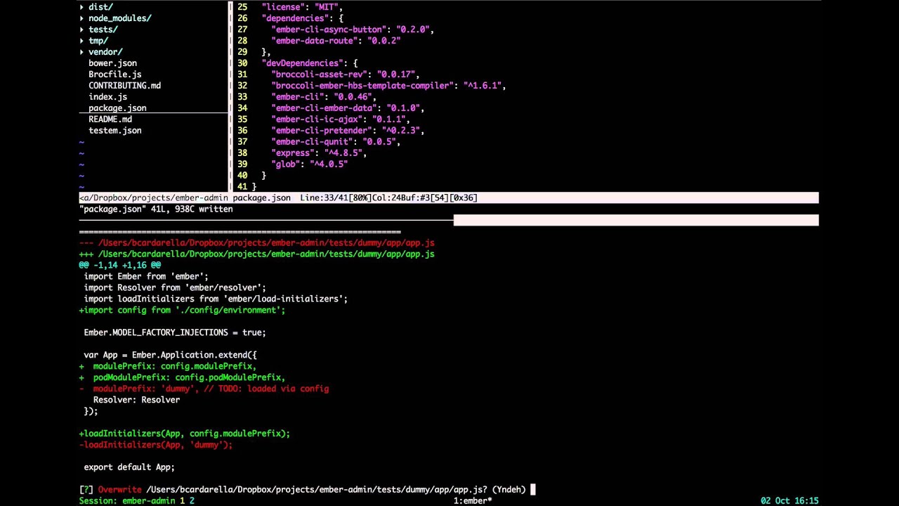 ember cli addon update
