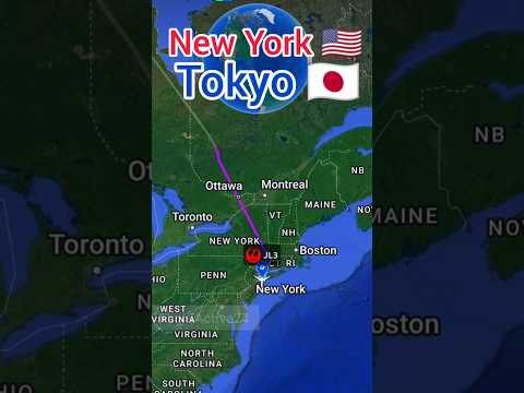 New York to Tokyo flight Route βοΈ || Japan Airlines | JL3 | #aviation