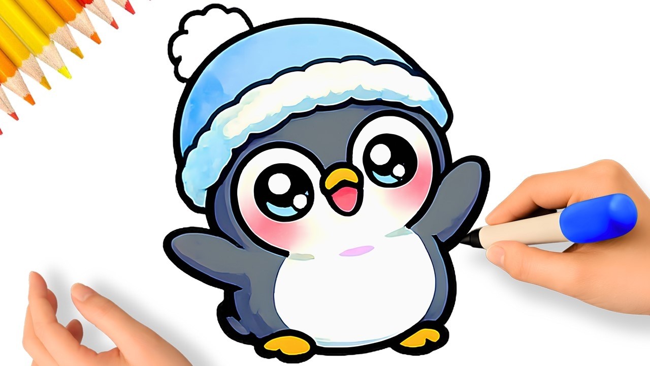 COMMENT DESSINER UN PINGOUIN MIGNON🐧💟