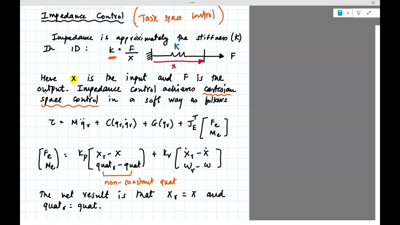 Robotics3D Lec12d: Force/Impedance/Hybrid-Force Position Control (Spring 2025)