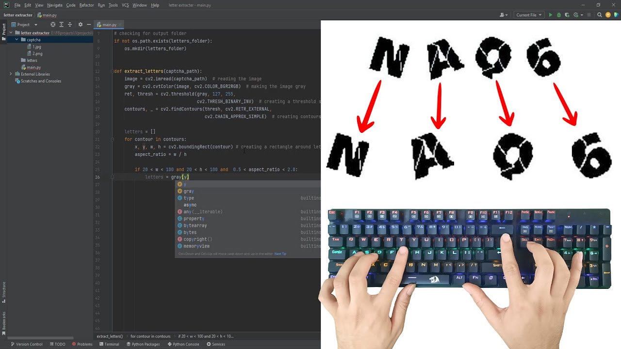 Captcha Solver Letter Extractor with Python - ASMR Programming - No Talking