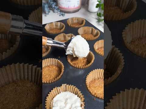 Mini cheesecake bites made with a walnut and ginger cookie crust 🥮 #shortvideo