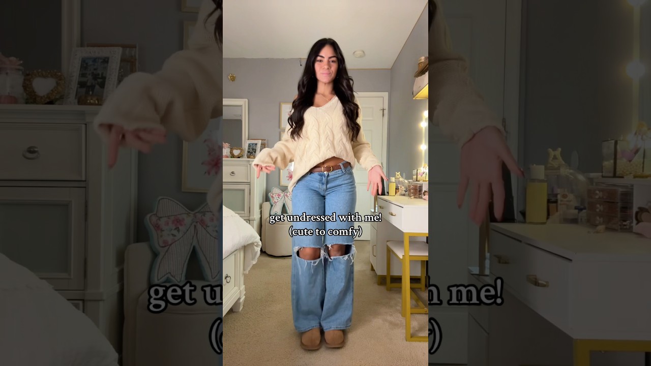 Get undressed with me… cute to comfy!🤍🤍 #ootd #fashiontrends #style #clothing #style #inspooutfit