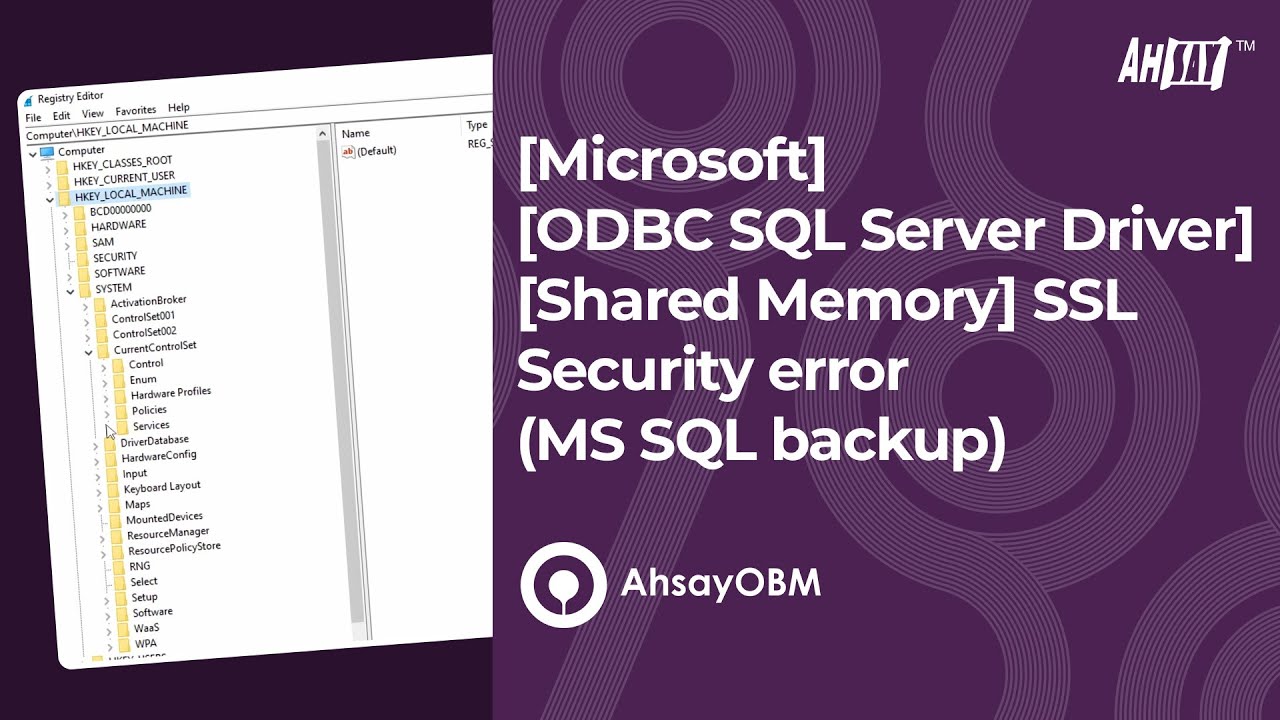 Microsoft ODBC SQL Server driver shared memory SSL security error (MS SQL backup)