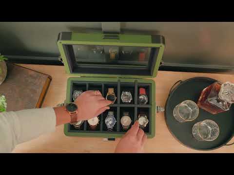 Military 10 Slot Watch Box Case Organizer for Men