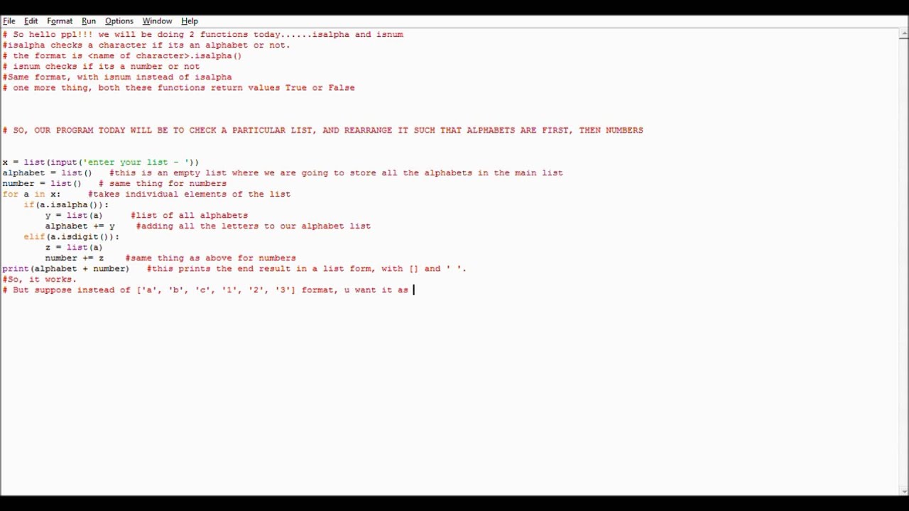 PYTHON - ISALPHA AND ISNUM FUNCTIONS