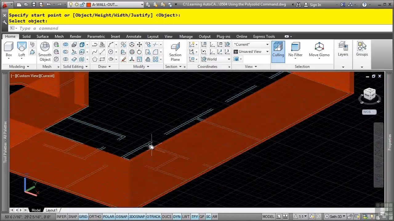 AutoCAD 3D Tutorial | Using The Polysolid Command