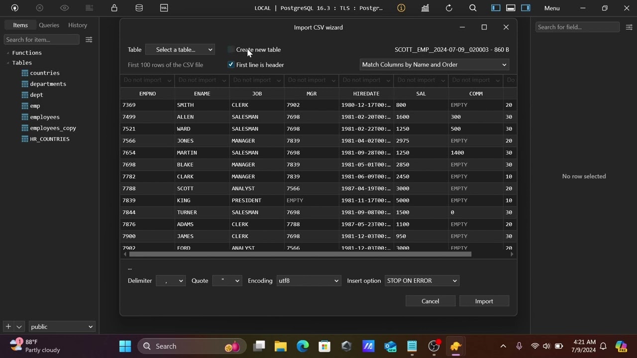 How to import File into TablePlus