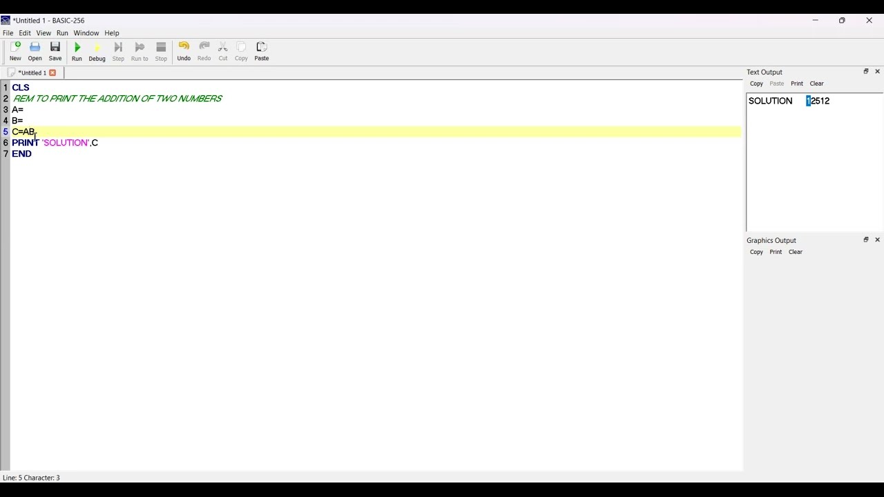 A STEP FOR BASIC-256 -Addition and subtraction