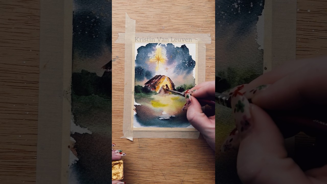 Watercolor nativity for day 6 ✨