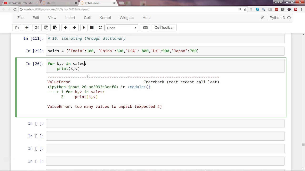 Python 3 Programming Tutorial 8 | Loops | How to iterate over dictionary in python